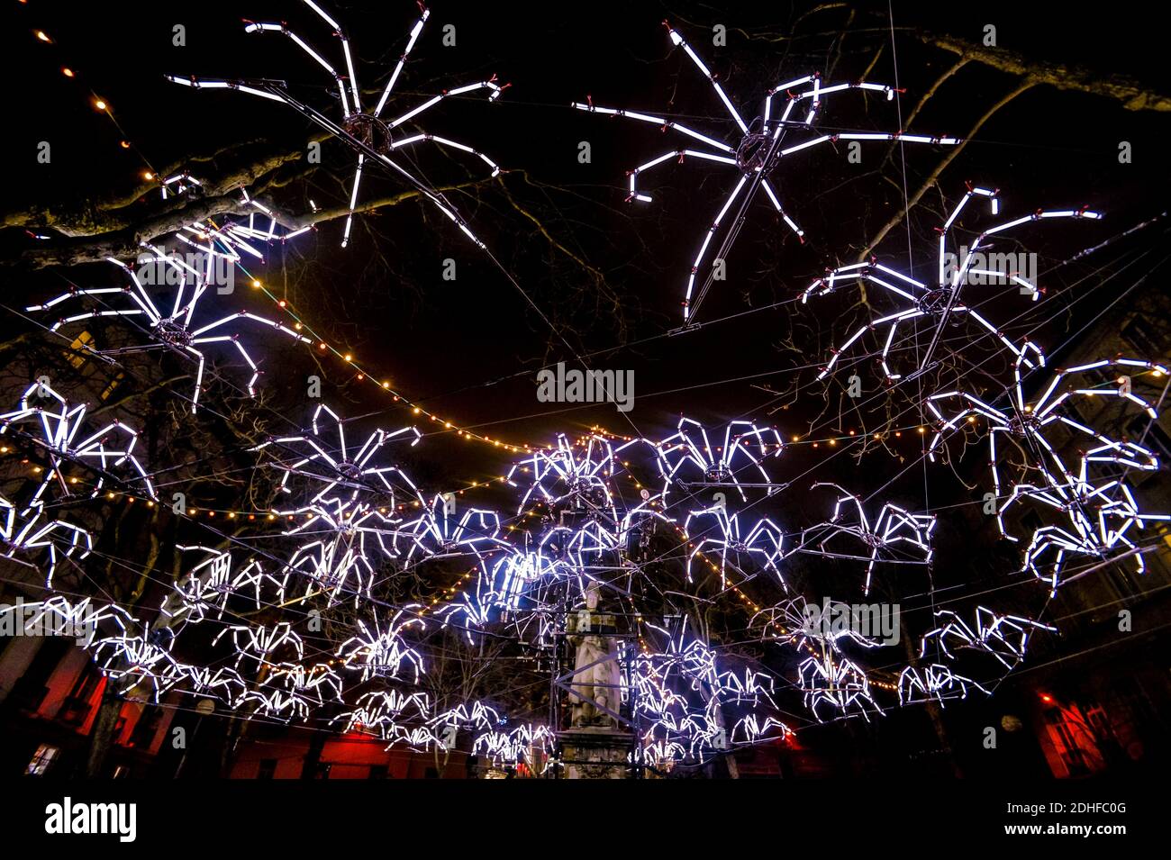 Place Sathonay hosting a light show during light rehearsals on the eve ...