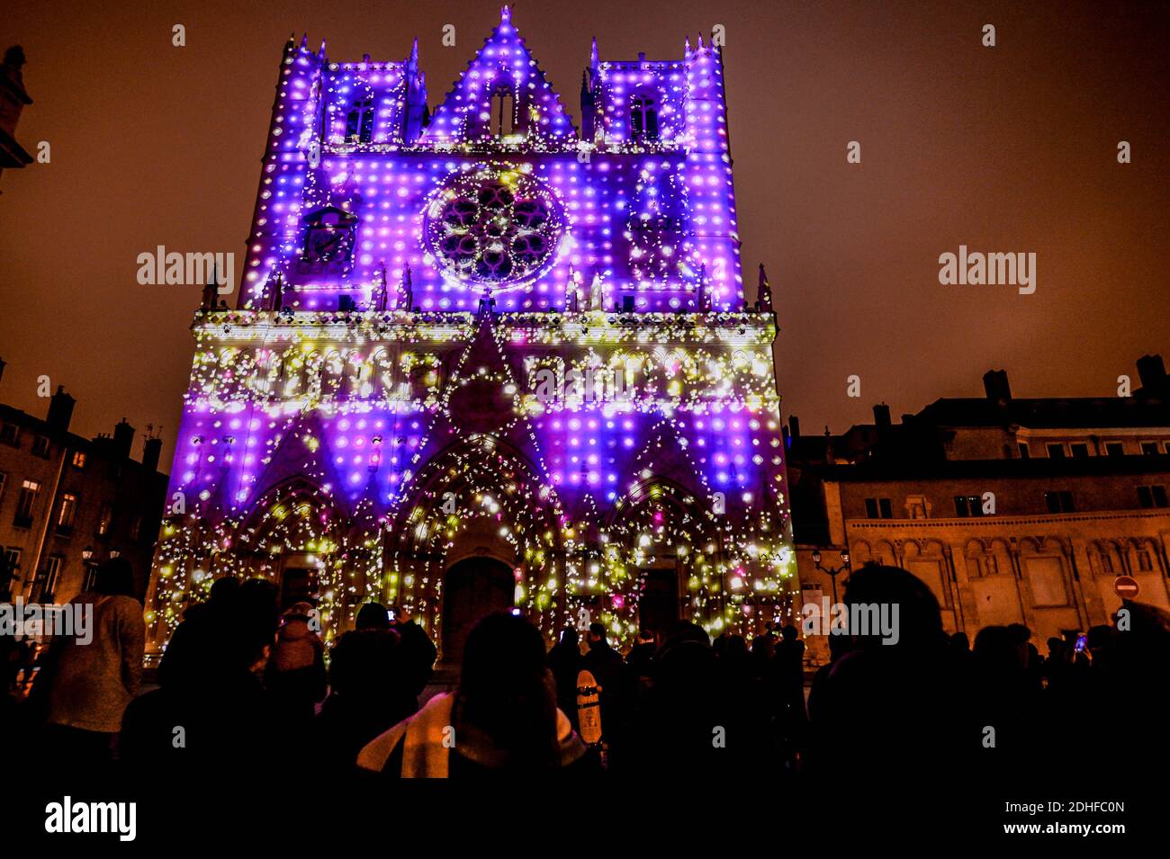 Cathedrale Saint Jean hosting a light show during light rehearsals on ...