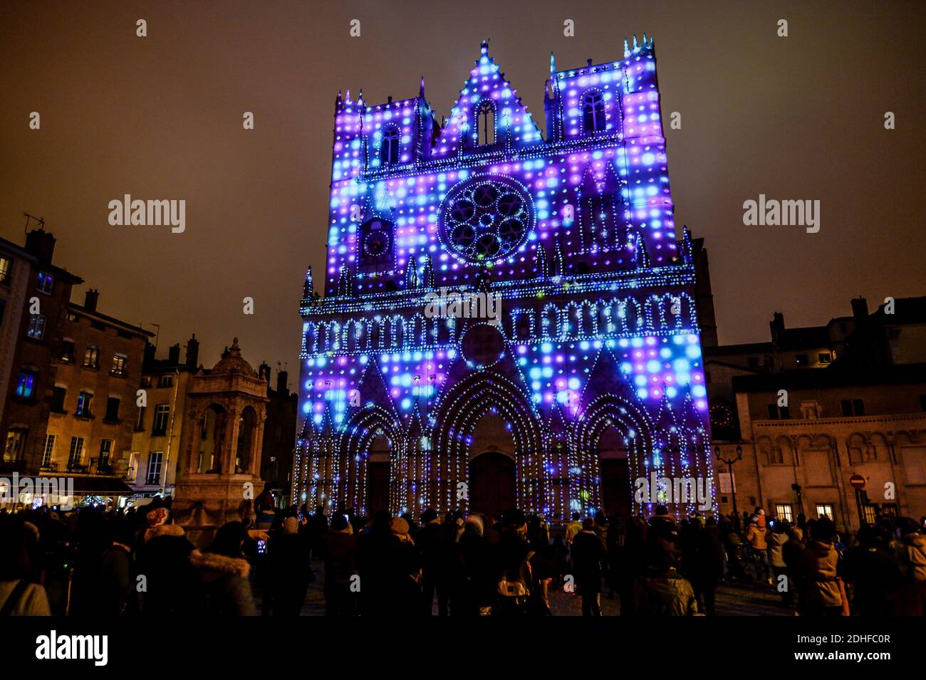Cathedrale Saint Jean hosting a light show during light rehearsals on ...