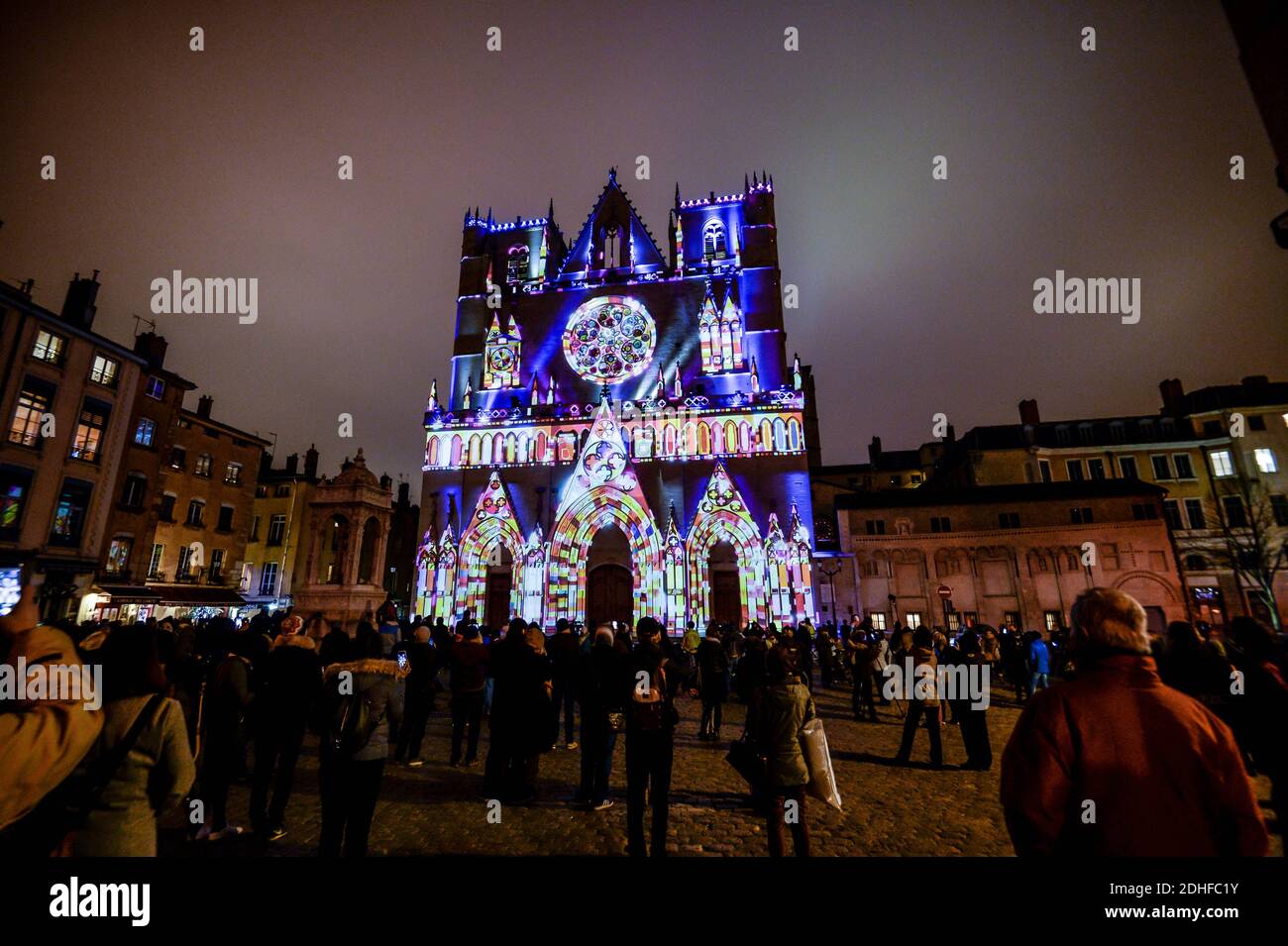 Cathedrale Saint Jean hosting a light show during light rehearsals on ...