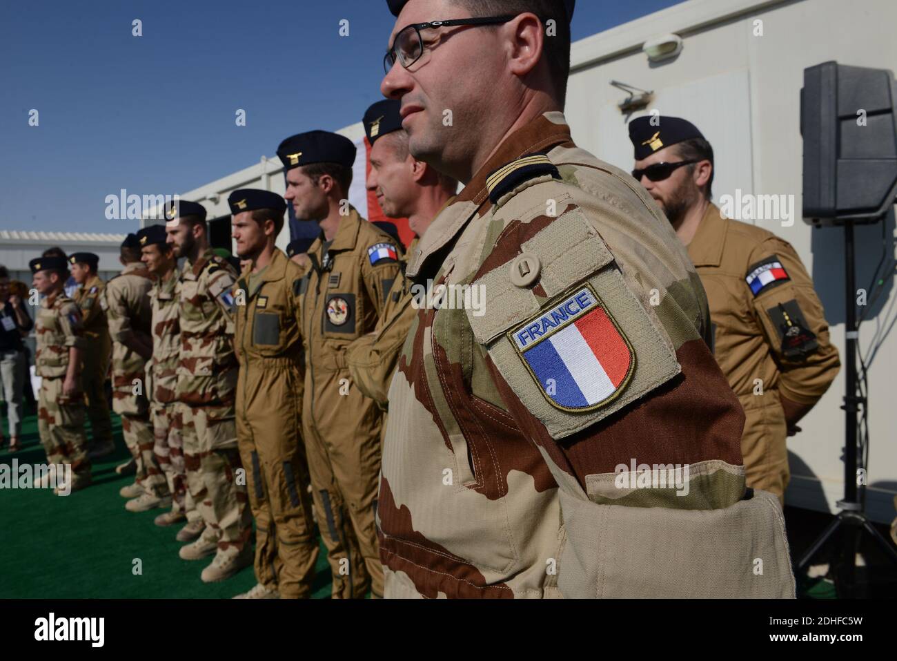 French president Emmanuel Macron meets with French soldiers, part of ...