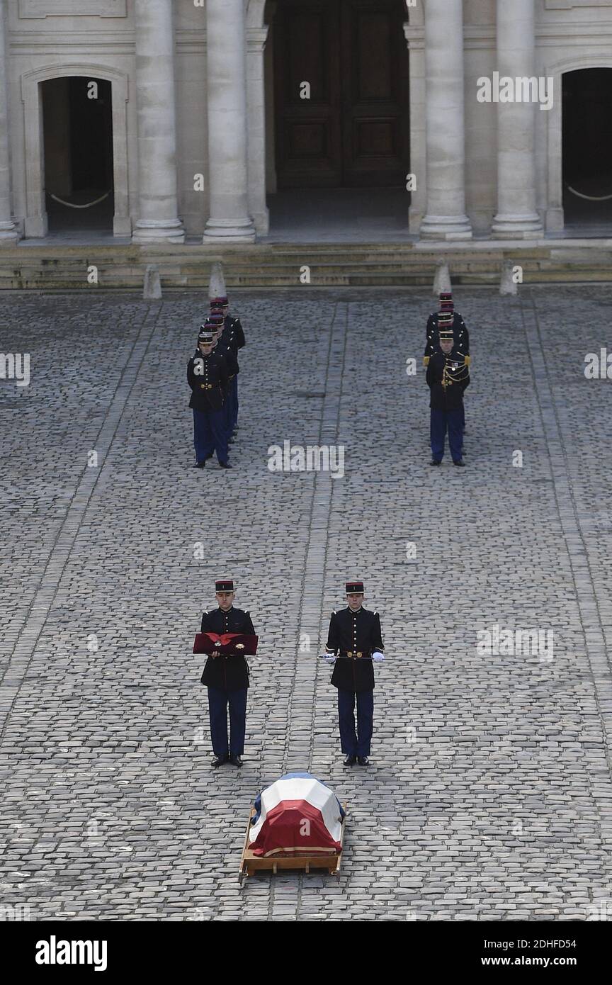 The coffin during a National Tribute ceremony for late member of the ...