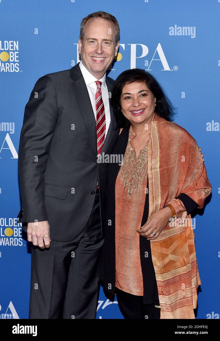 Meher Tatna and Robert Greenblatt attend the Golden Globes 75th ...