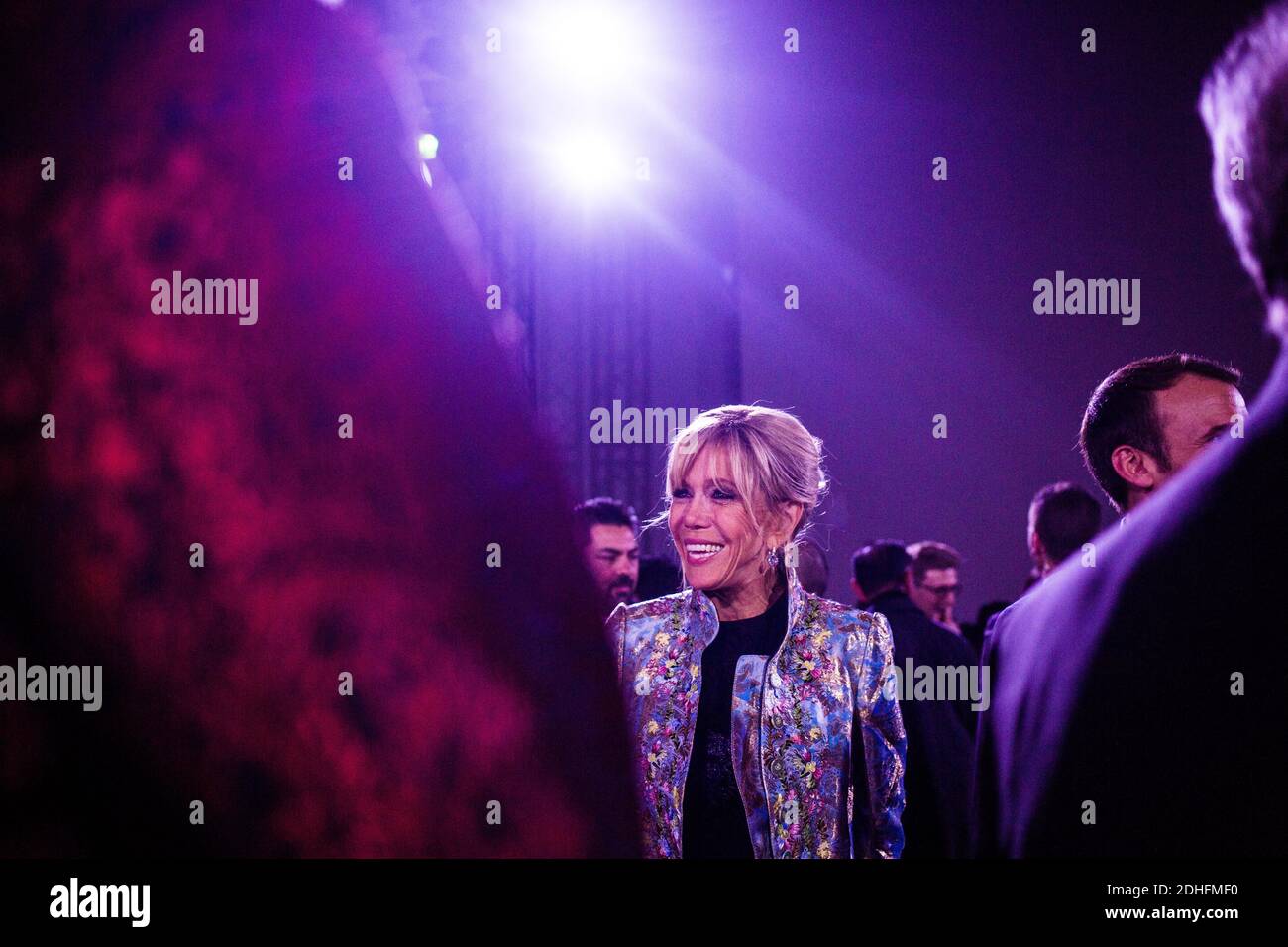 French President Emmanuel Macron and his wife Brigitte Macron before a ...