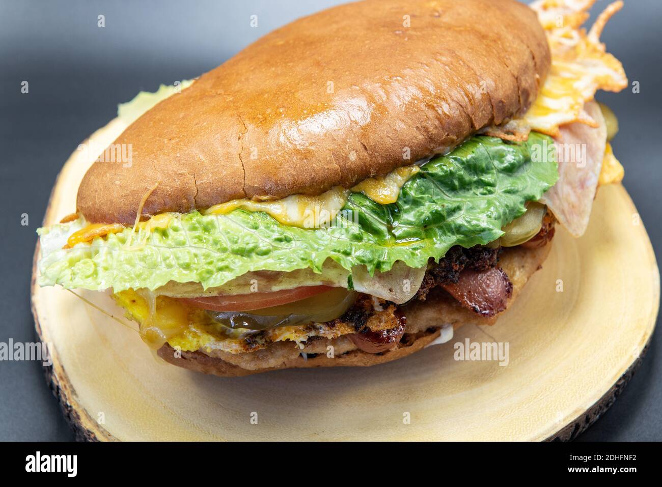 Mexican bun sandwich Torta perfectly prepared on the grill stacked with ...