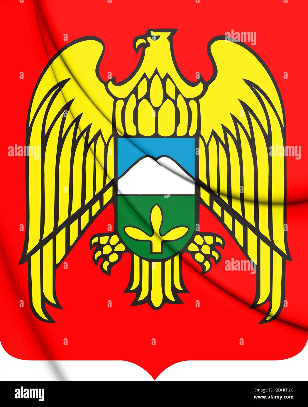 3D Kabardino-Balkar Republic coat of arms, Russia. 3D Illustration ...
