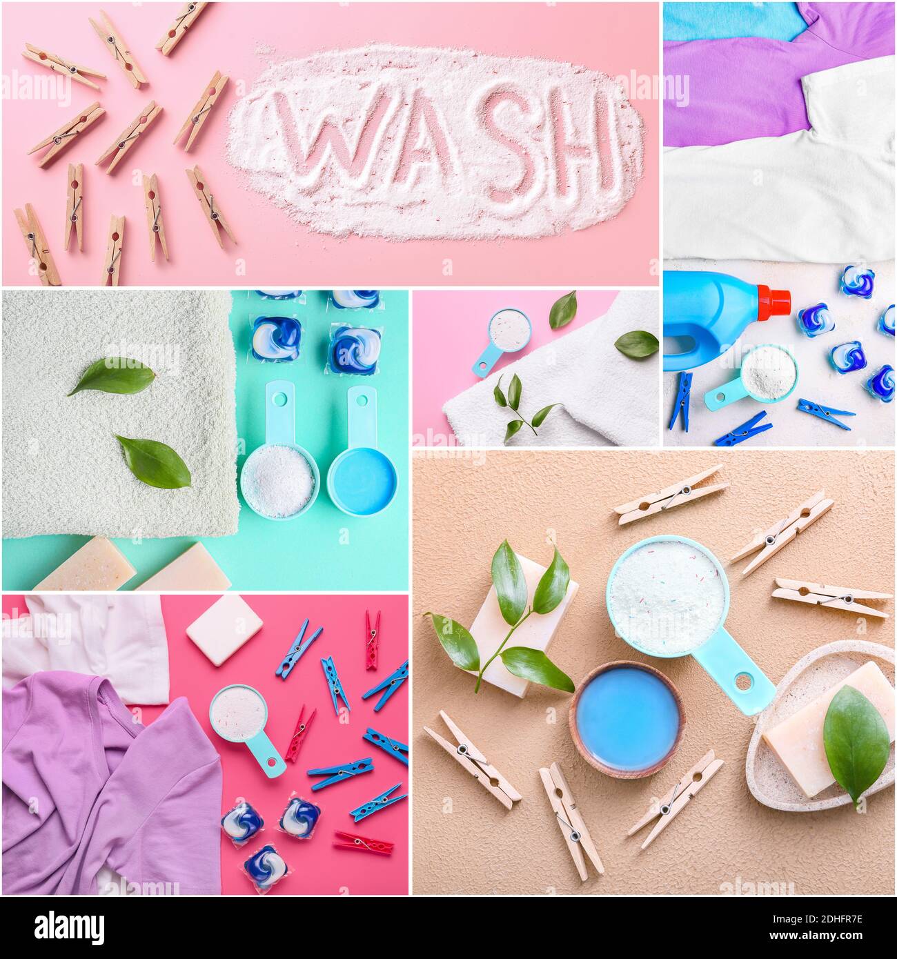 Collage of different laundry detergents Stock Photo - Alamy