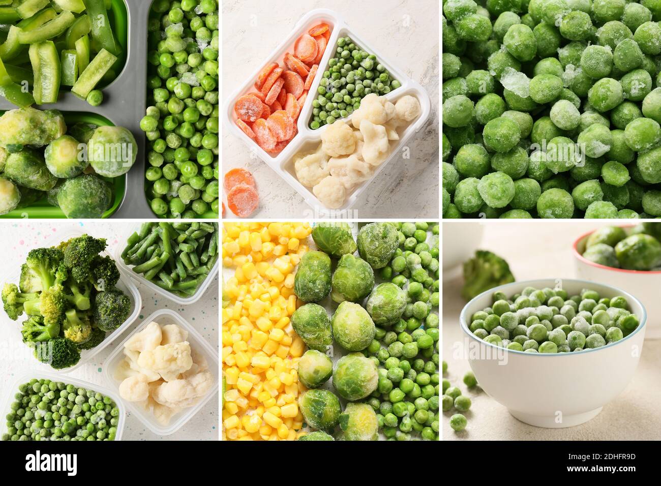 Collage of different frozen vegetables Stock Photo - Alamy
