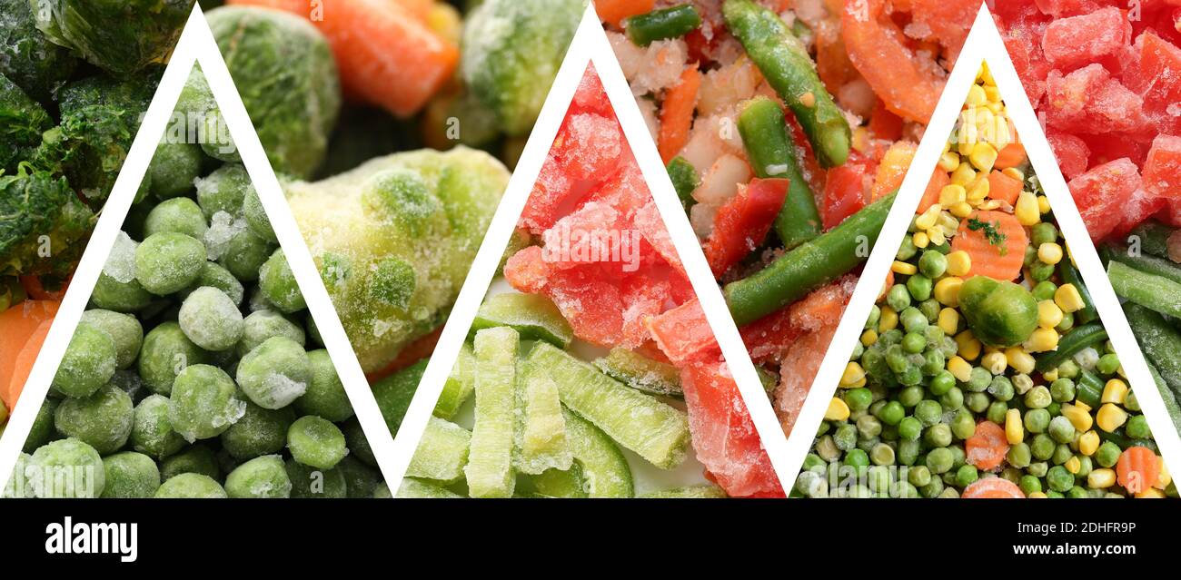 Collage of different frozen vegetables Stock Photo - Alamy
