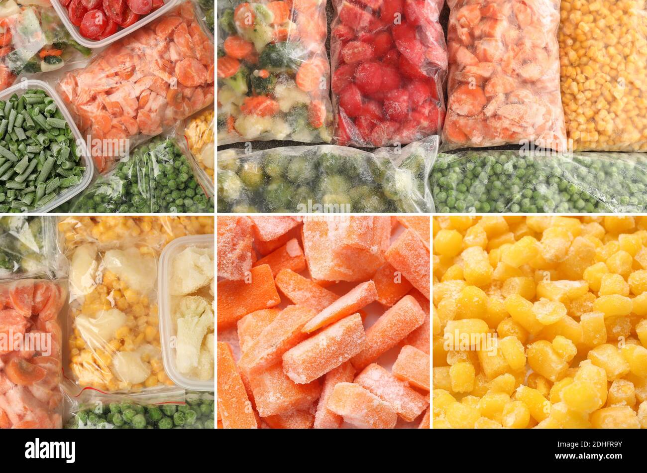 Collage of different frozen vegetables Stock Photo - Alamy