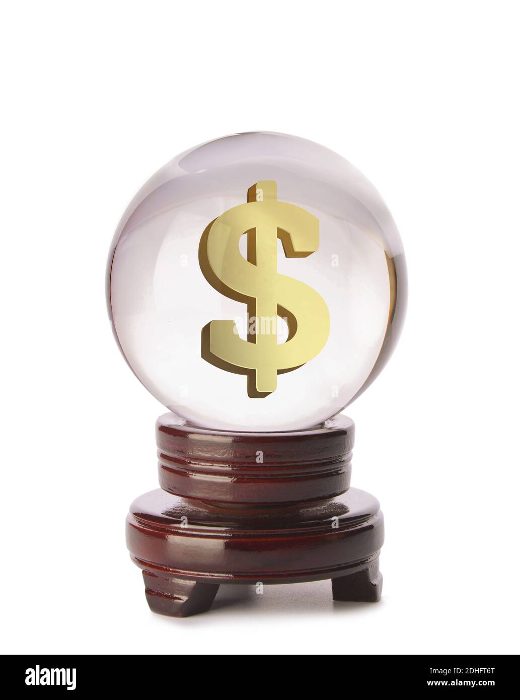 Crystal ball with dollar sign on white background Stock Photo - Alamy