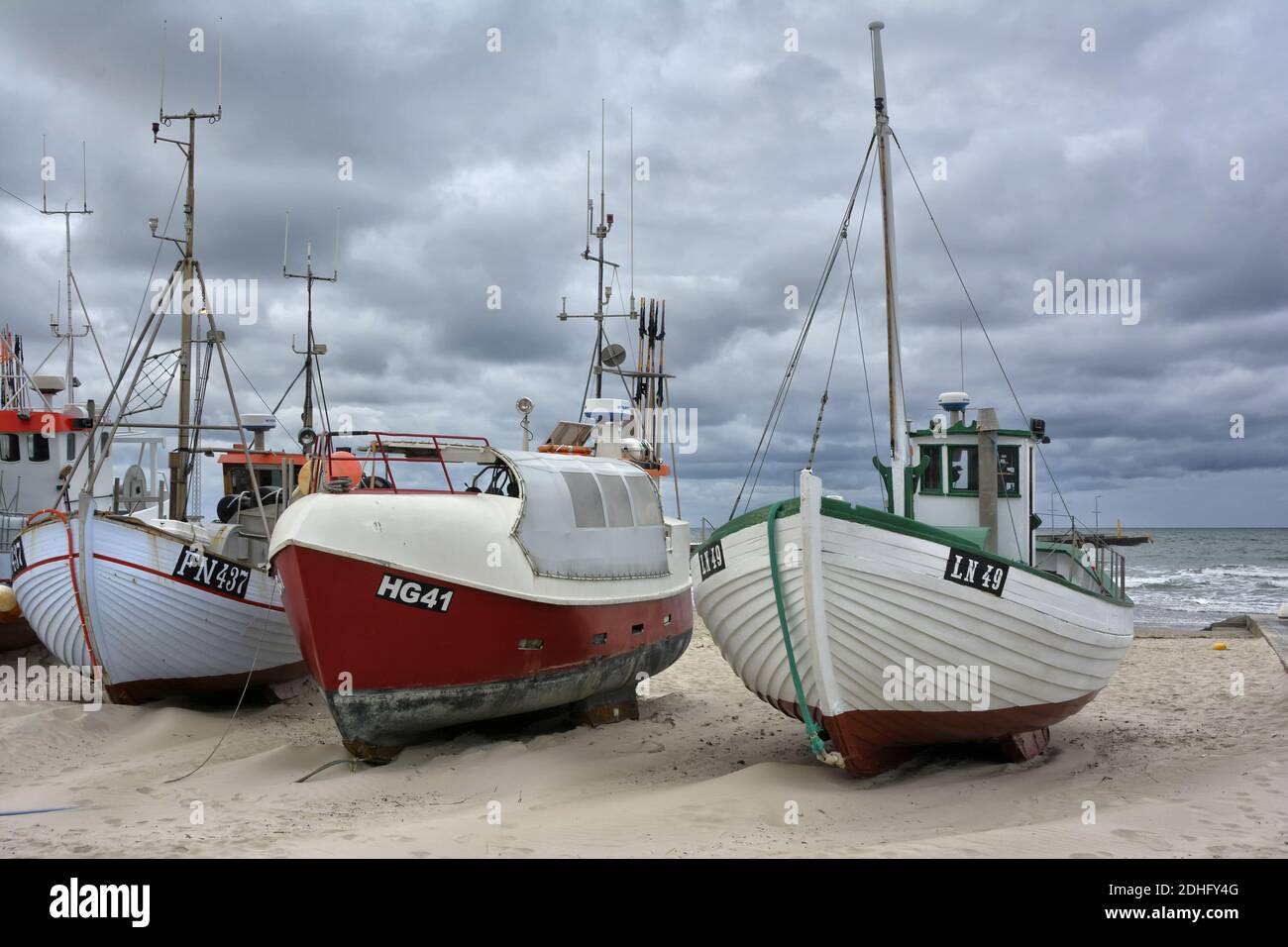 Fishing boats on Loekken beach Stock Photo - Alamy