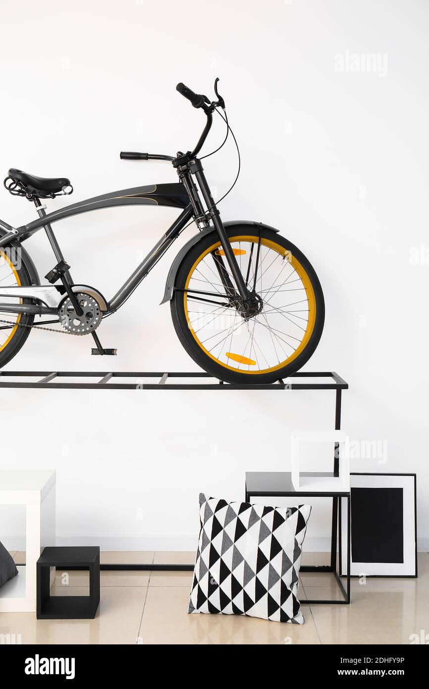 Interior of modern room with bicycle Stock Photo - Alamy