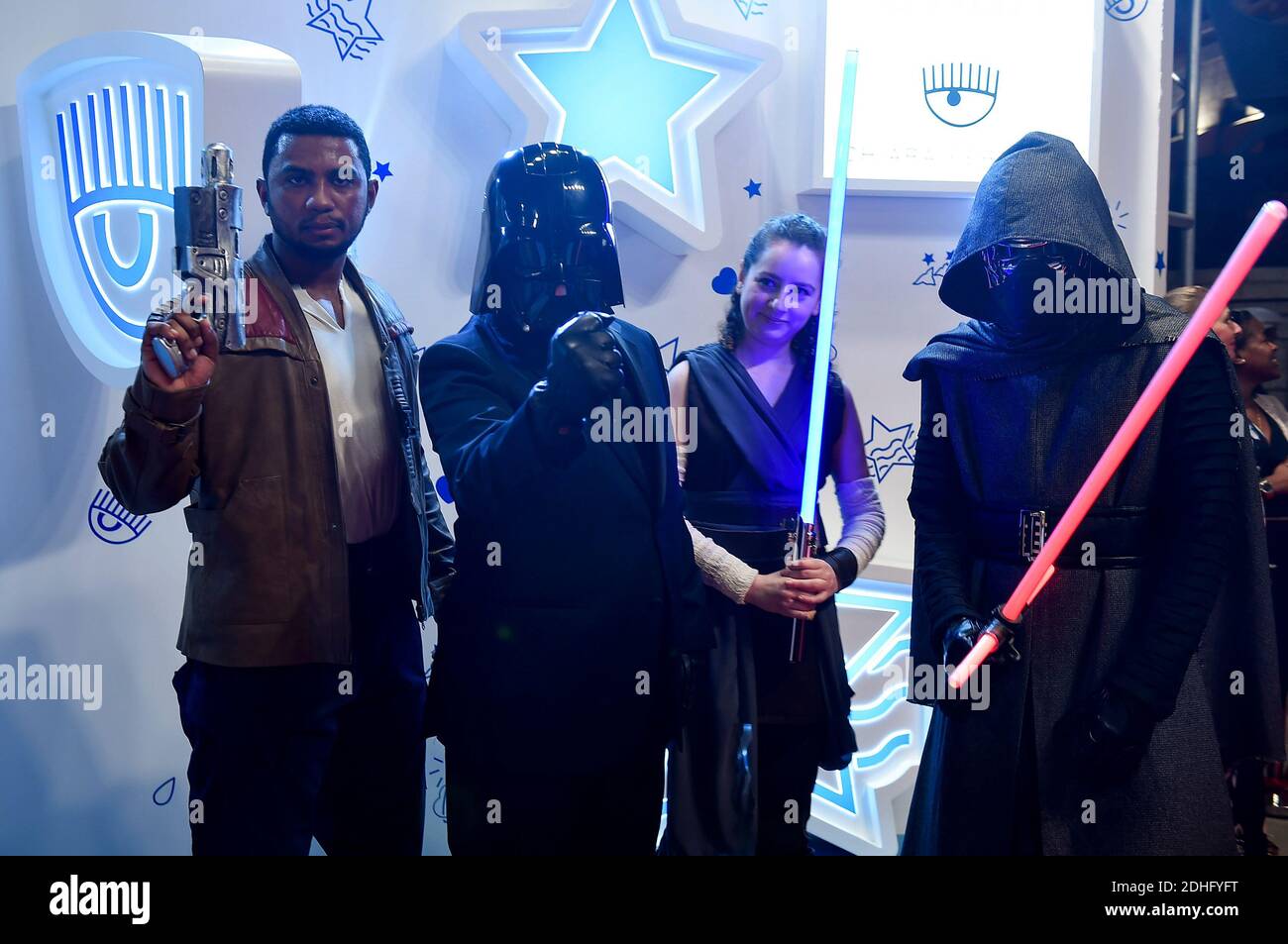 Guests dressed up in Star Wars characters arrive to the sceening of ...