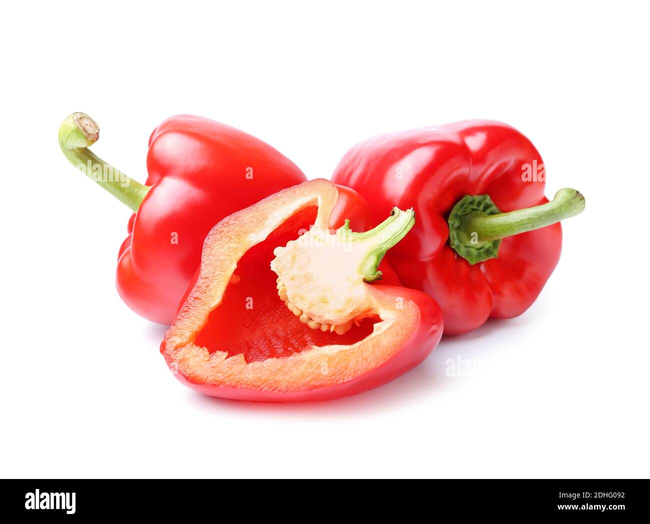 Red bell pepper on white background Stock Photo - Alamy