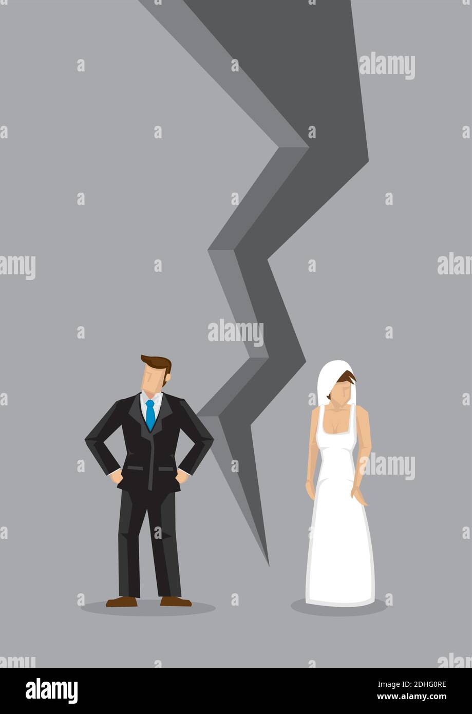 Creative cartoon vector illustration of sad couple turning away from ...