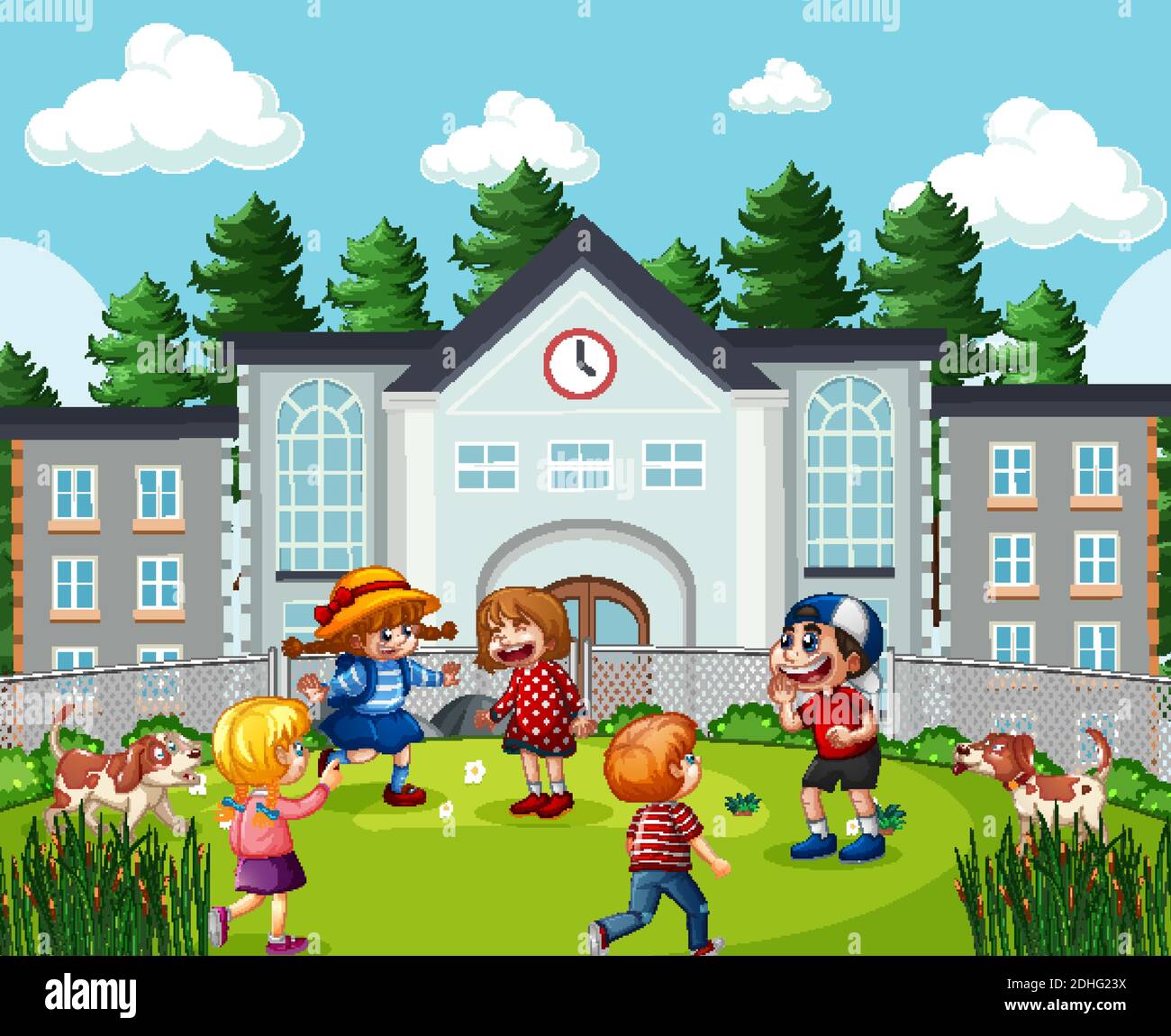 Children in the school scene illustration Stock Vector Image & Art - Alamy