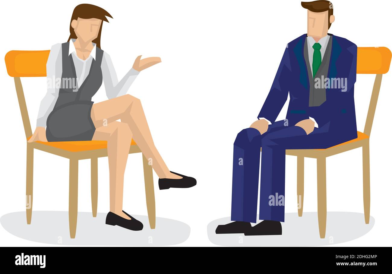 Business woman and man discuss on work together. Concept of cooperation ...