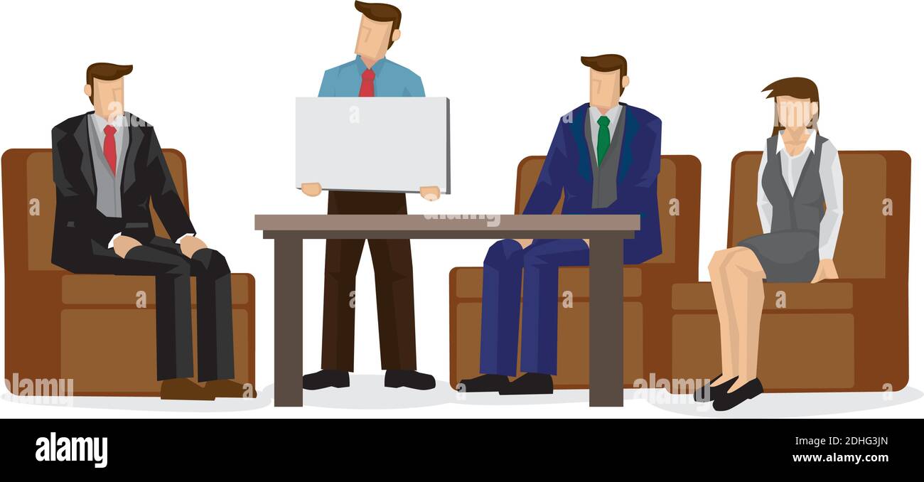 Illustration of corporate business team pitch presentation. Business ...