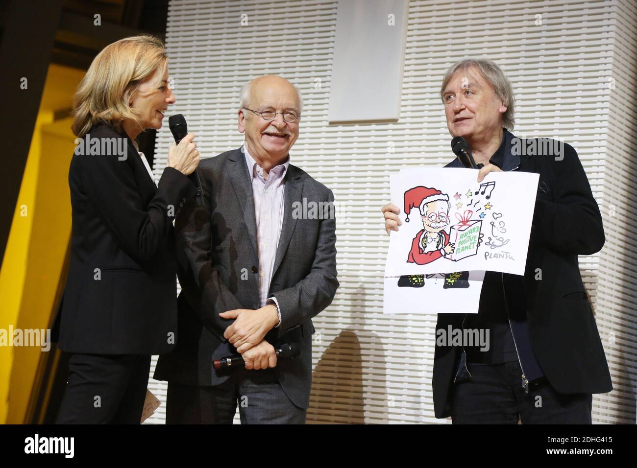 Claire Chazal, Erik Orsenna et Plantu lors de la Ceremonie des Positive ...