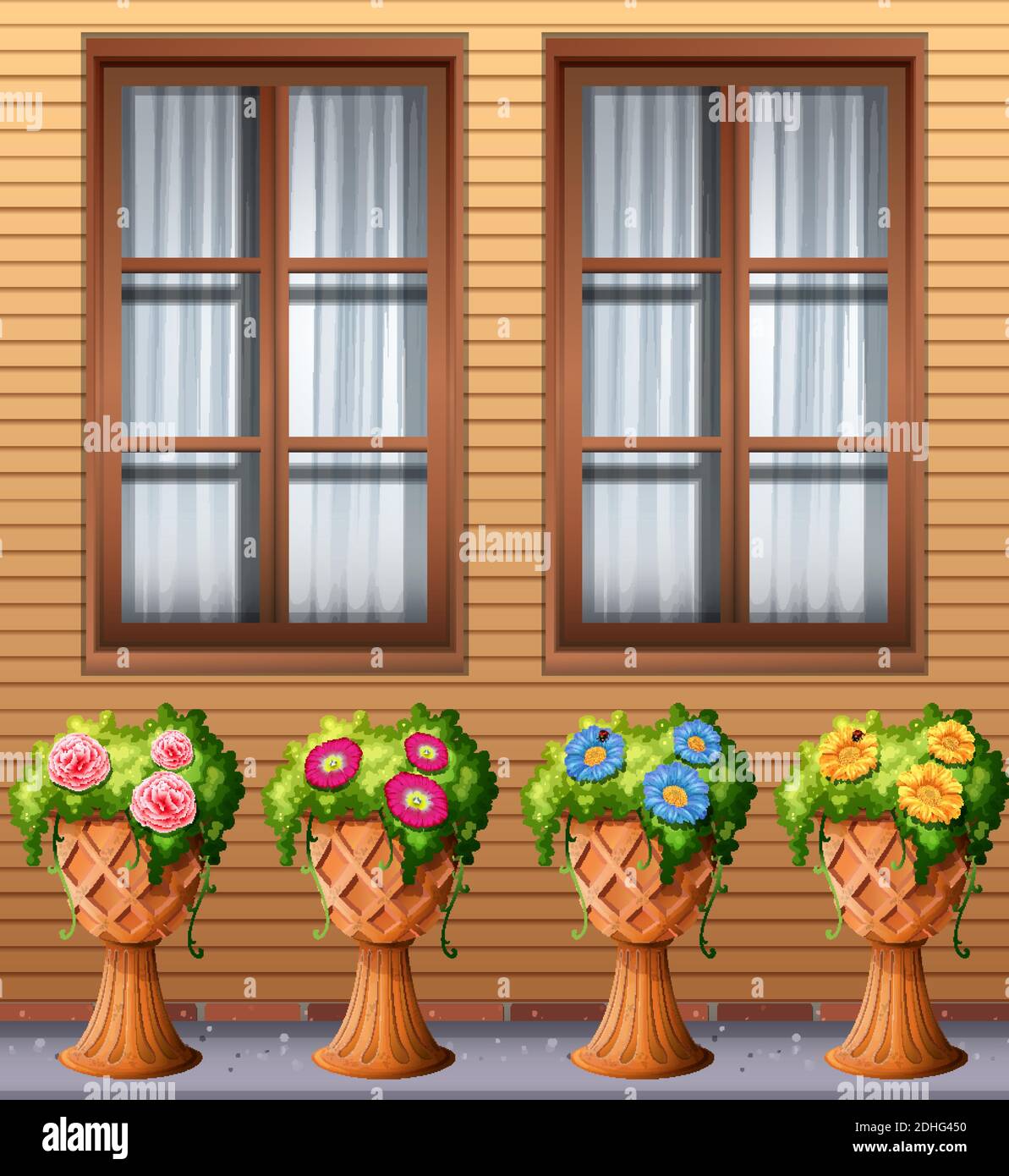 Outdoor plant under the window illustration Stock Vector Image & Art ...