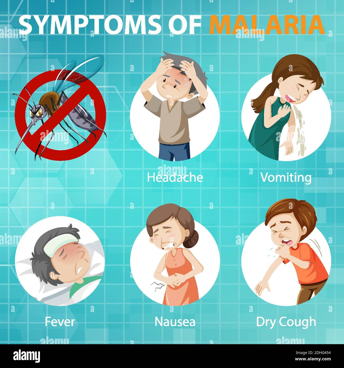 Malaria symptoms cartoon style infographic illustration Stock Vector ...