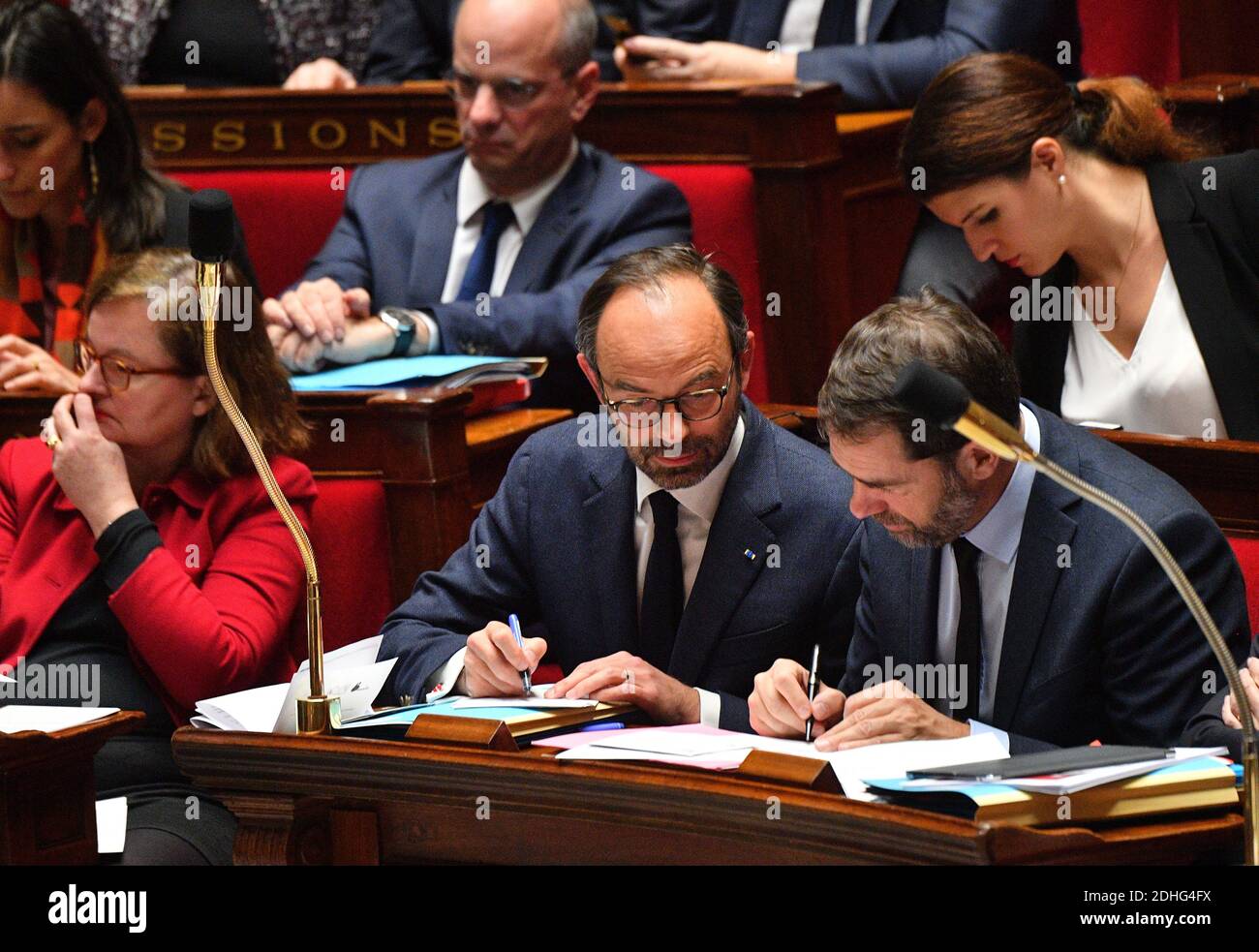 Edouard Philippe, Christophe Castaner during questions time at the ...