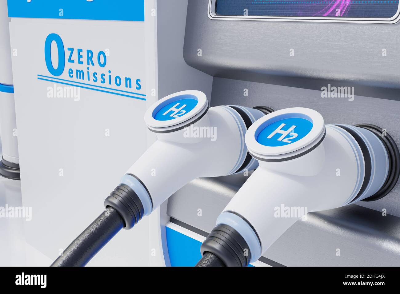 Hydrogen fuel car charging station white color visual concept design ...