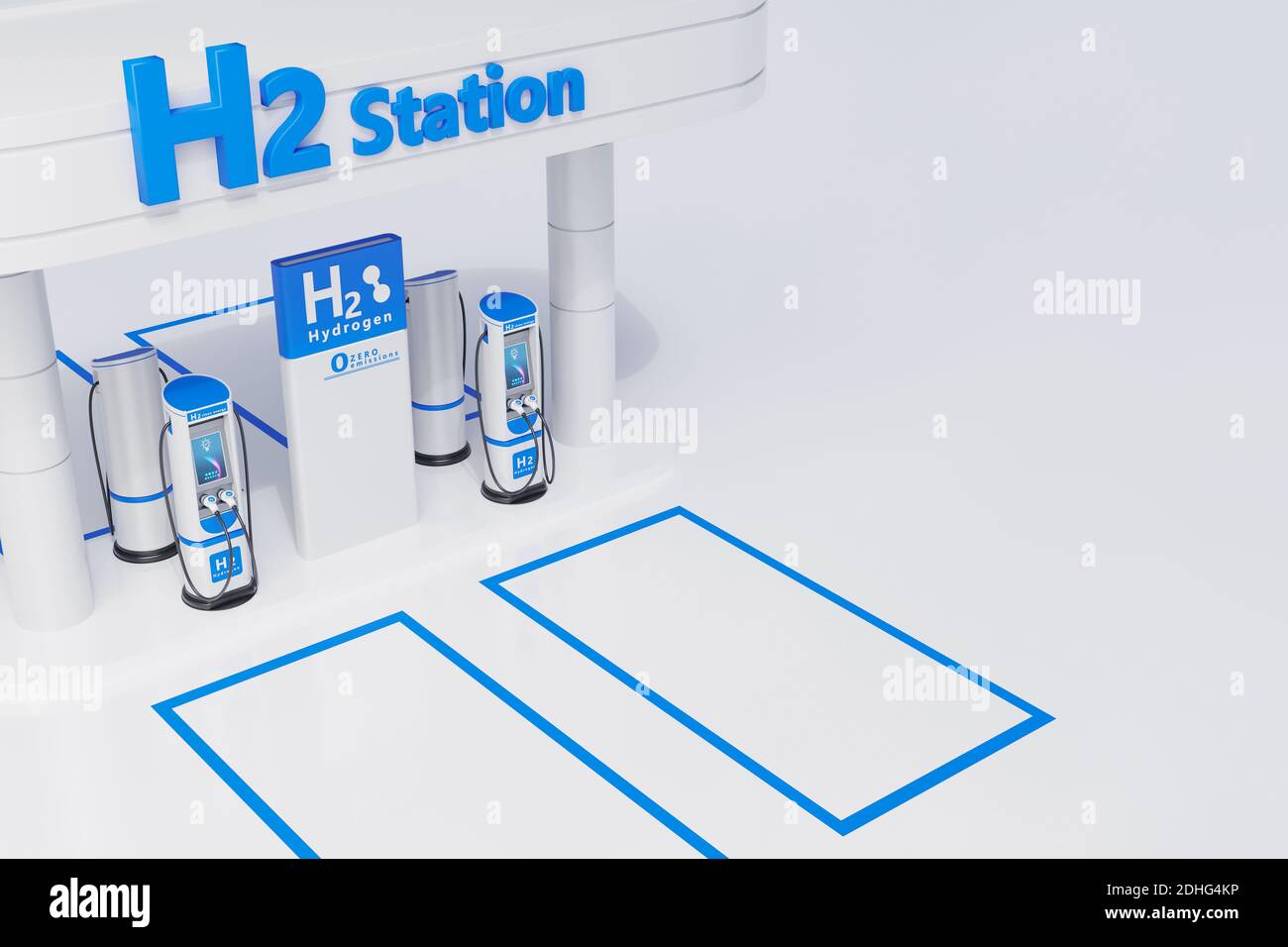 Hydrogen fuel car charging station white color visual concept design ...