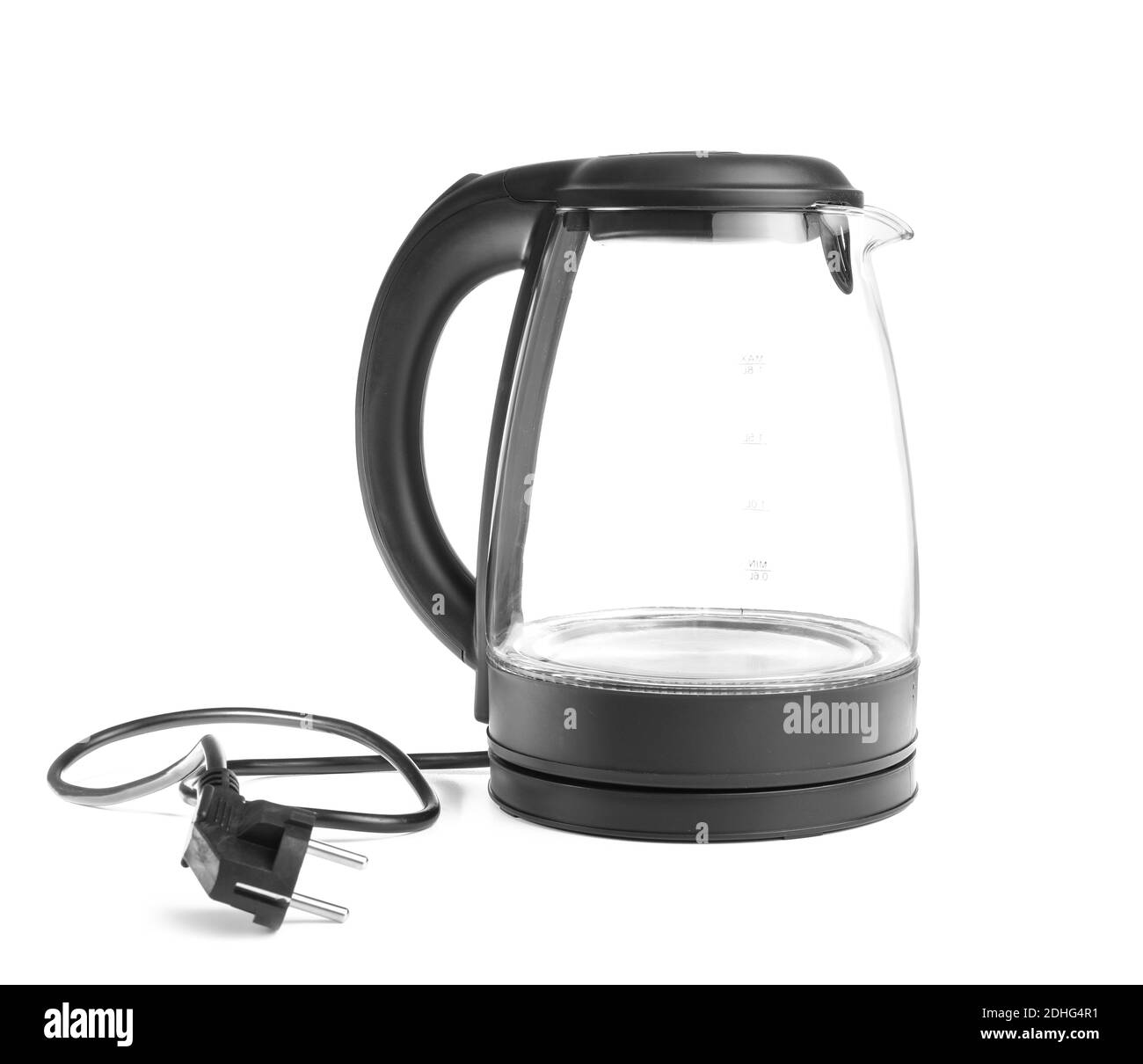 Transparent electric kettle on white background Stock Photo - Alamy