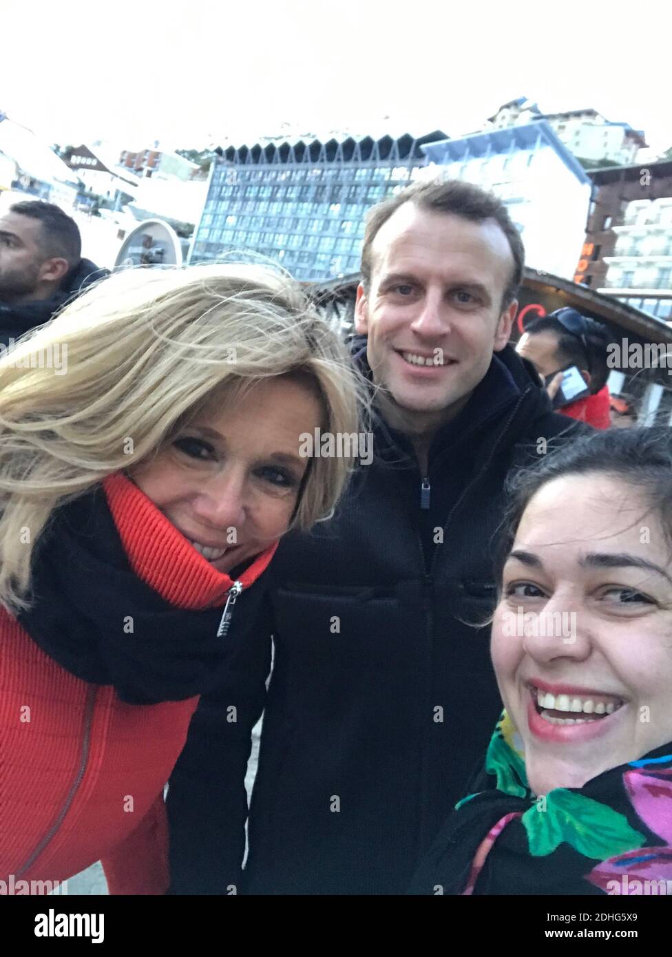 French President Emmanuel Macron and his wife Brigitte are in a Ski ...