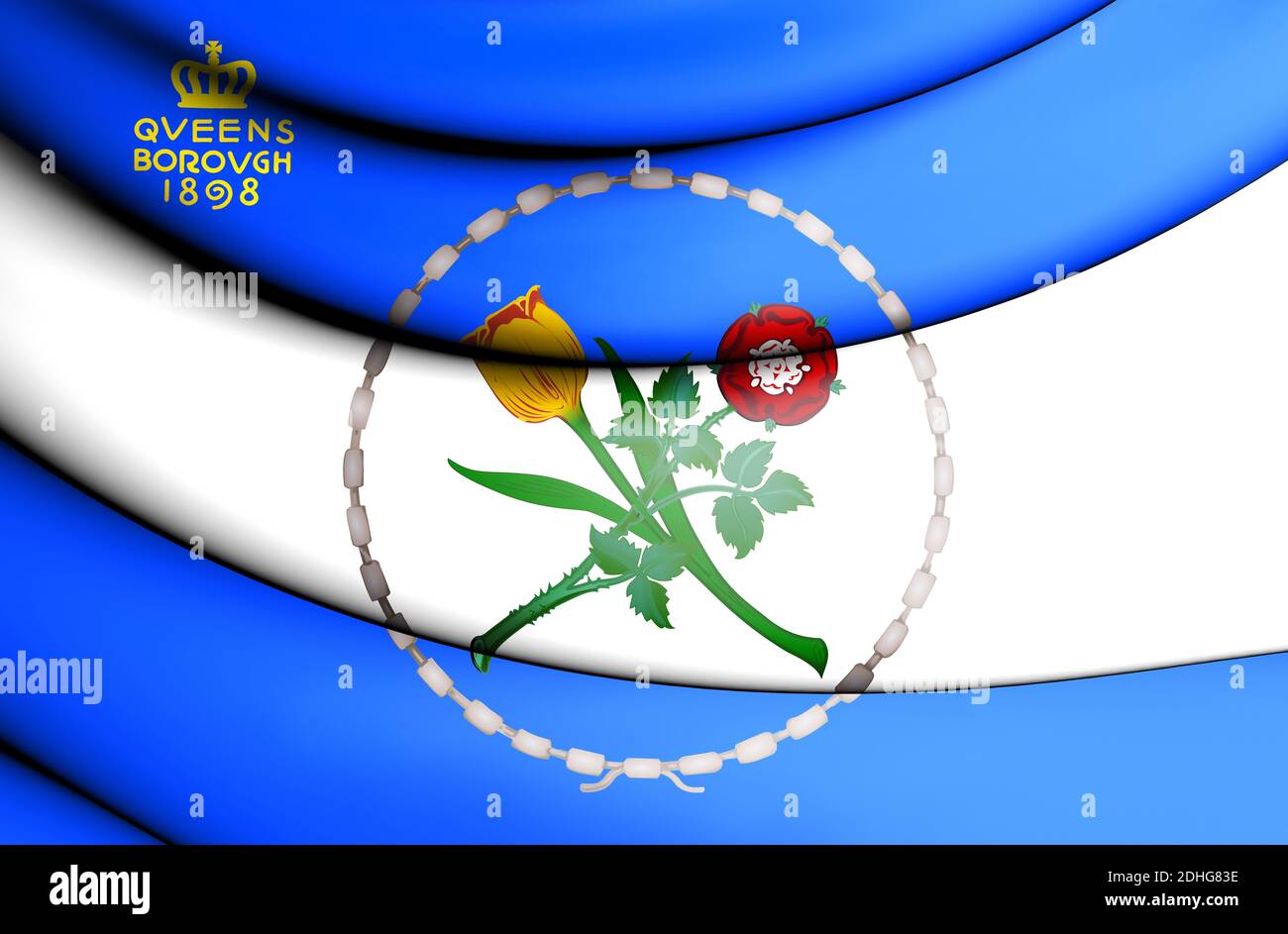 3D Flag of Queens borough (New York), USA. 3D Illustration Stock Photo ...