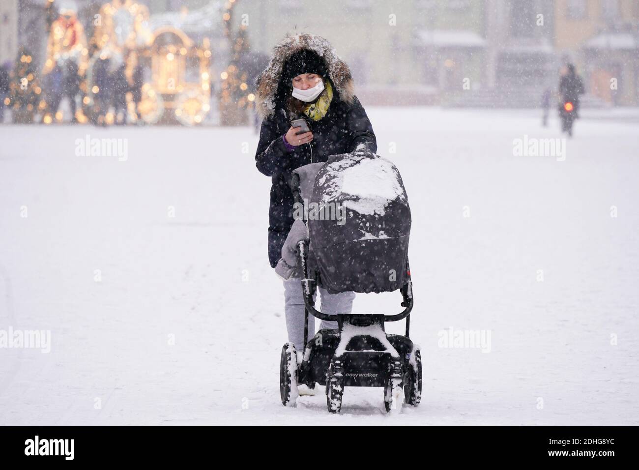 Warsaw. 10th Dec, 2020. A woman walks in the Old Town during the first ...