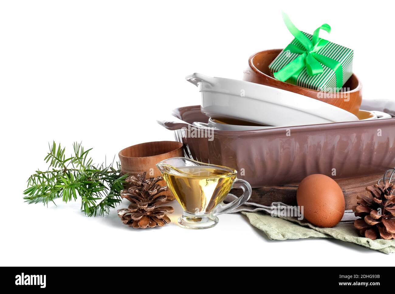 Kitchen utensils for Christmas bakery on white background Stock Photo ...