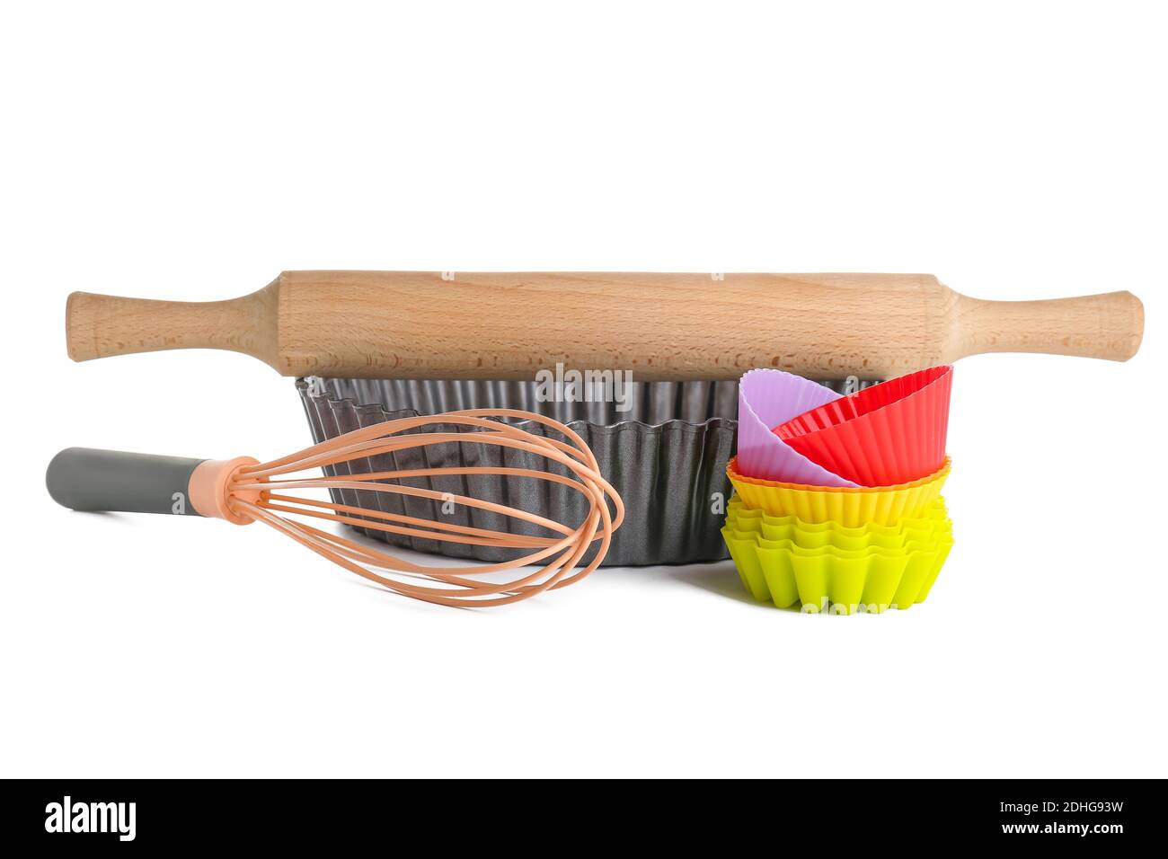 Set of kitchen utensils for bakery on white background Stock Photo - Alamy