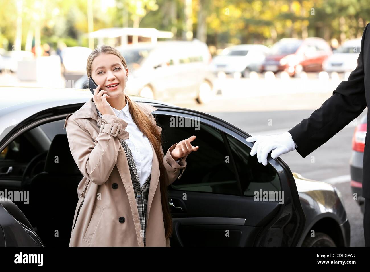 Girl getting out of car hi-res stock photography and images - Alamy