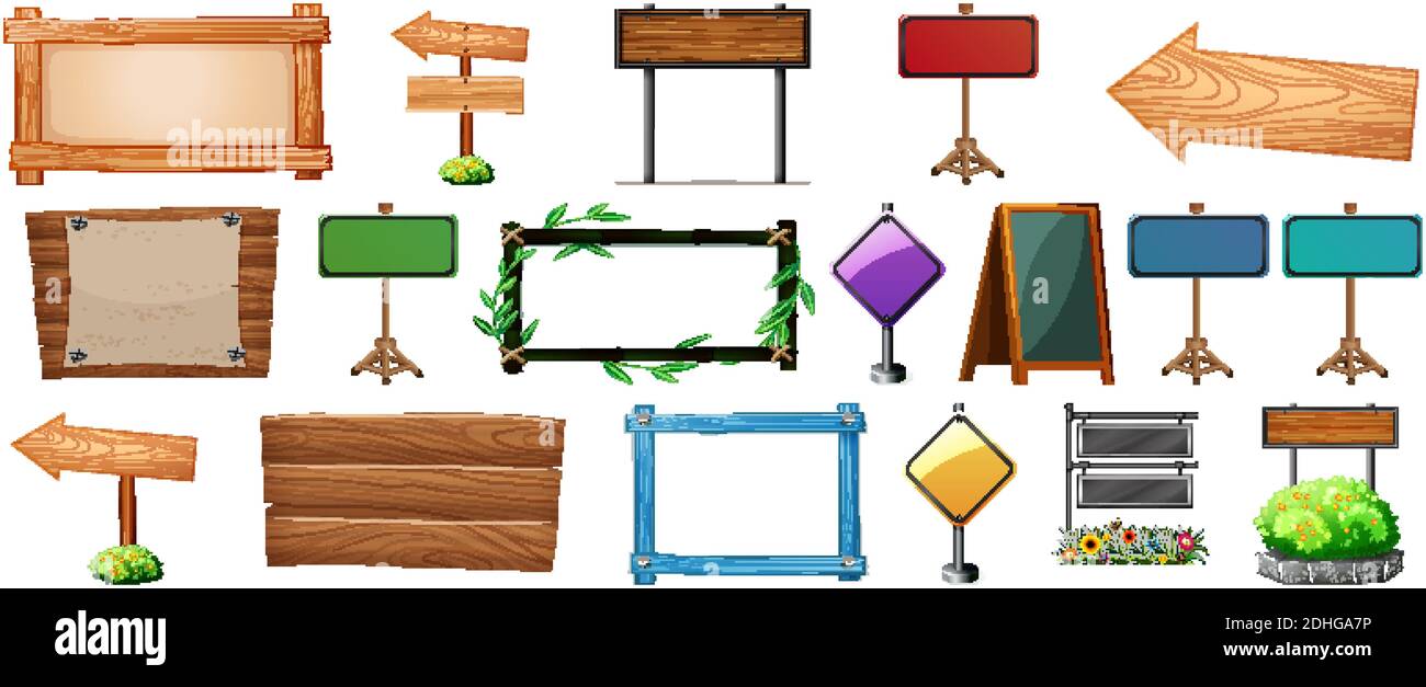 Set of various type of sign banner illustration Stock Vector Image ...