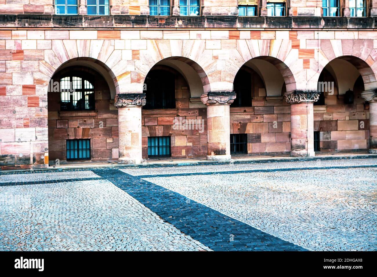Hallway columns with arches , side view Stock Photo - Alamy