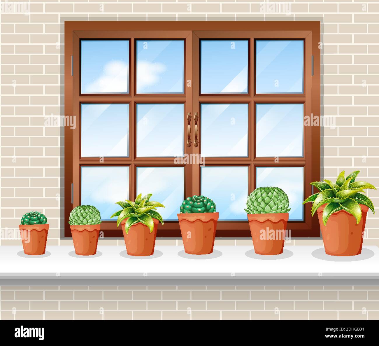 Flower pots window Stock Vector Images - Alamy