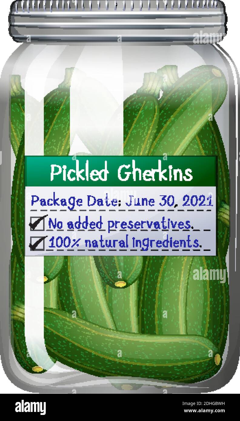 Food in glass jar pickled gherkins in cartoon style isolated ...