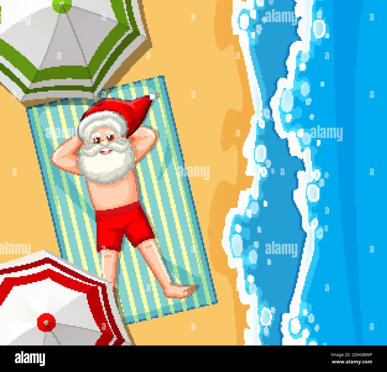 Santa Claus taking sun bath on the beach illustration Stock Vector ...