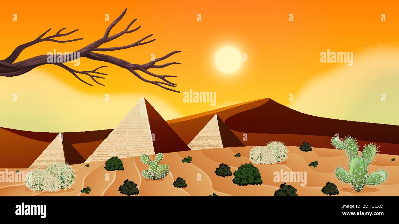 Wild desert landscape at daytime scene illustration Stock Vector Image ...