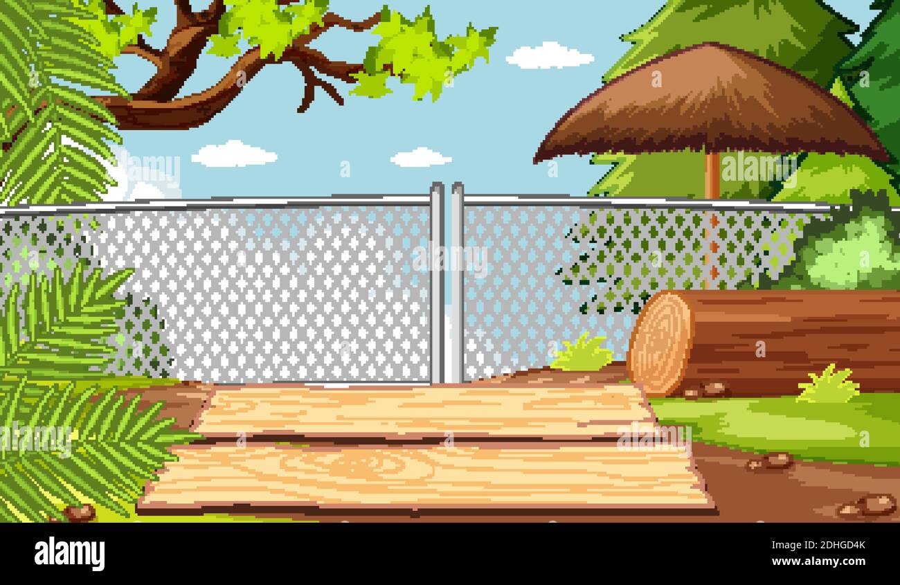Zoo park without animal scene illustration Stock Vector Image & Art - Alamy