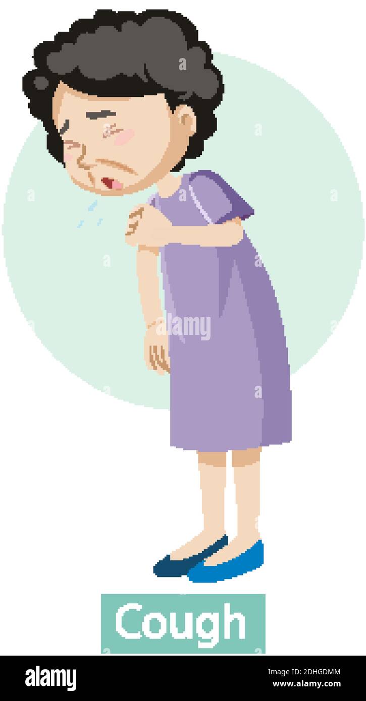Cartoon character with cough symptoms illustration Stock Vector Image ...