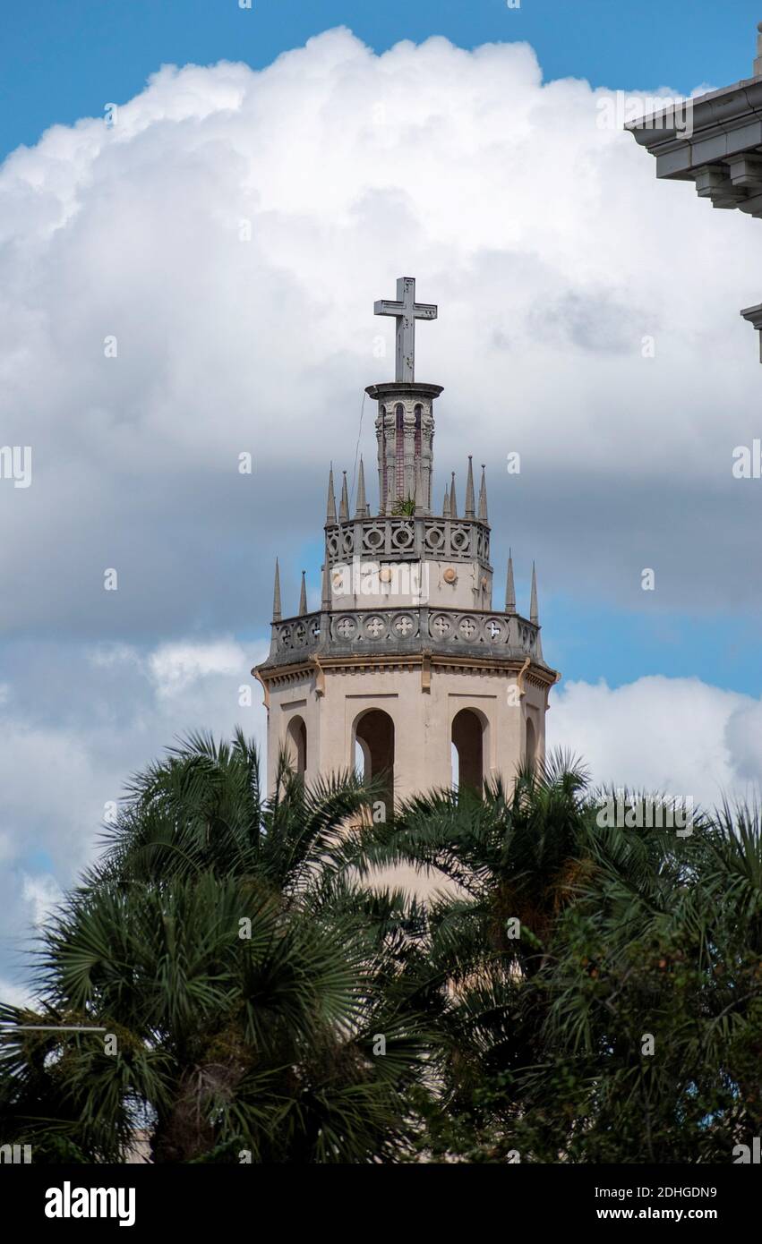 shot of the top of a church tower Stock Photo - Alamy