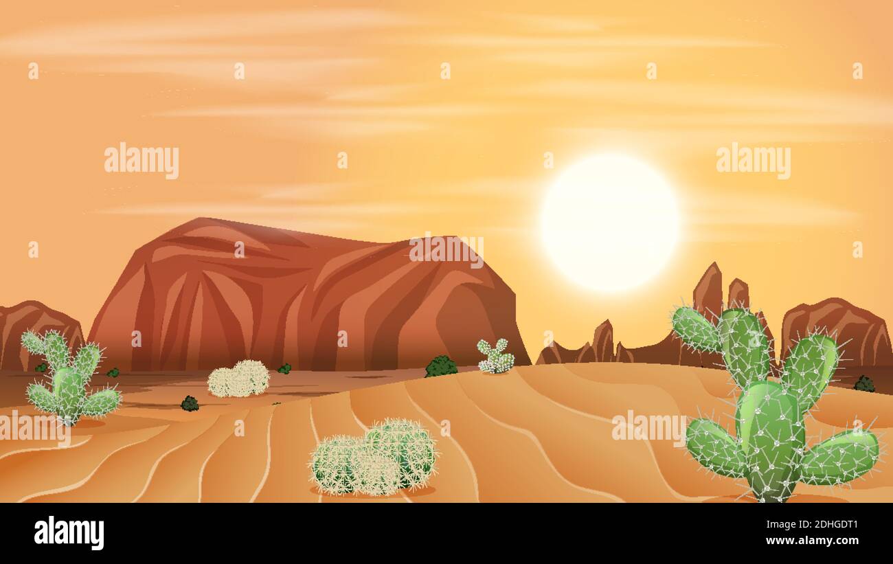 Wild desert landscape at daytime scene illustration Stock Vector Image ...