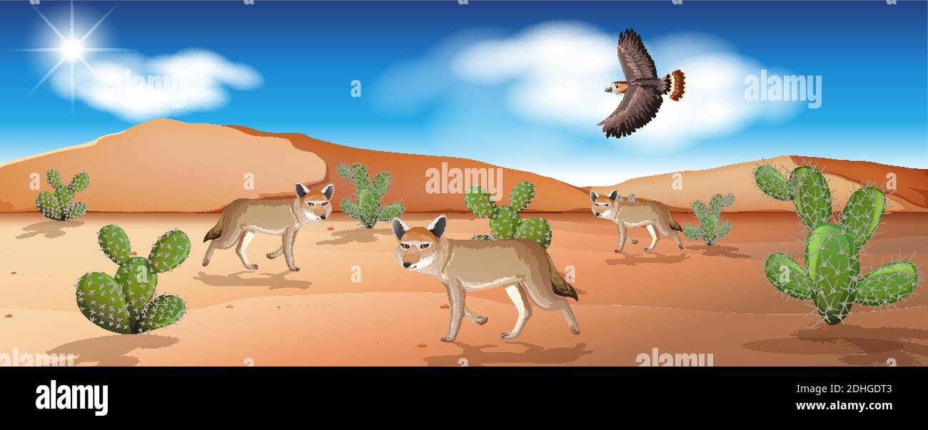 Wild desert landscape at daytime scene illustration Stock Vector Image ...