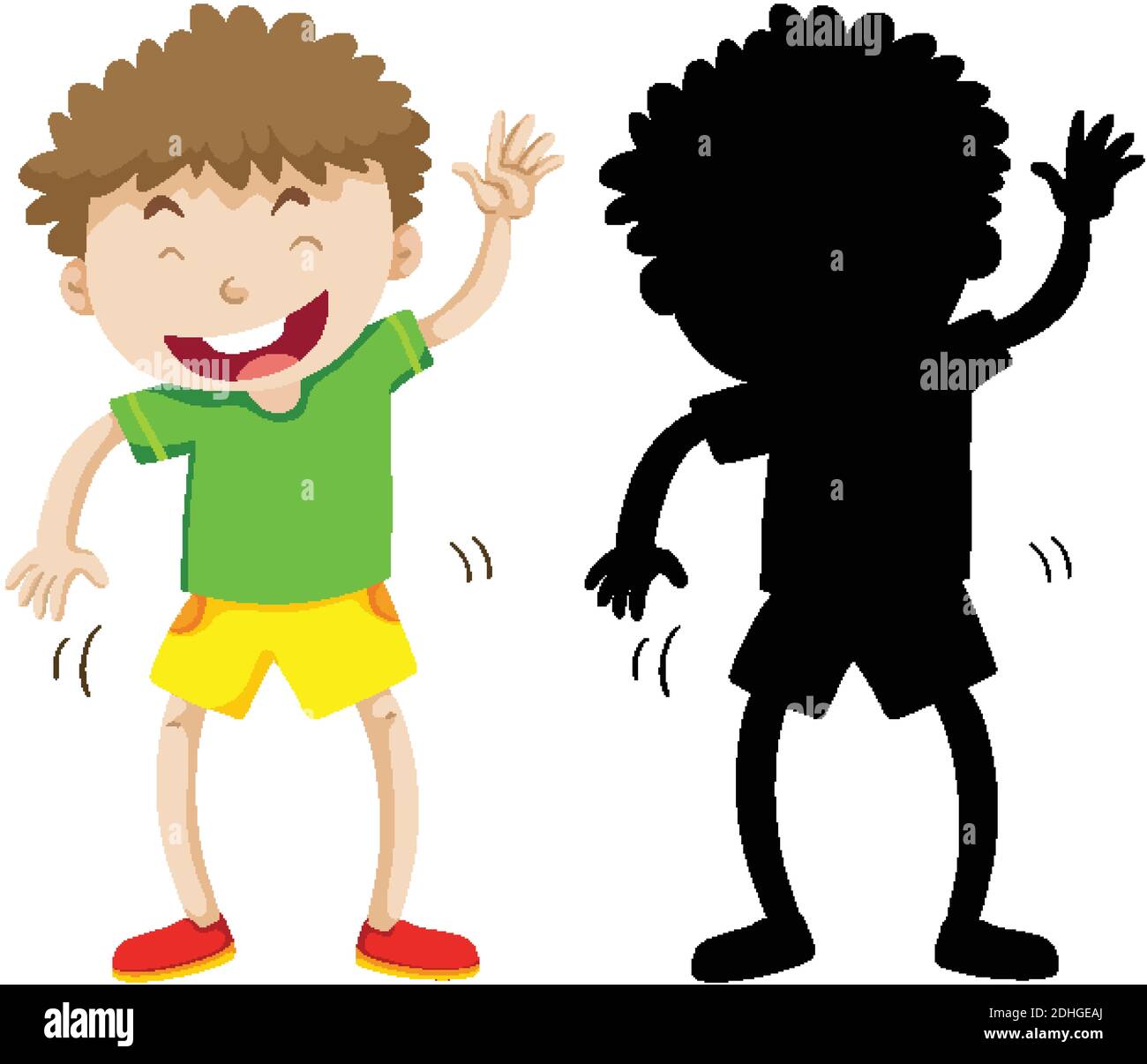 Funny boy in colour and silhouette illustration Stock Vector Image ...