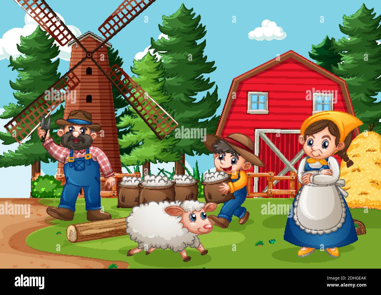 Family of lambs Stock Vector Images - Alamy