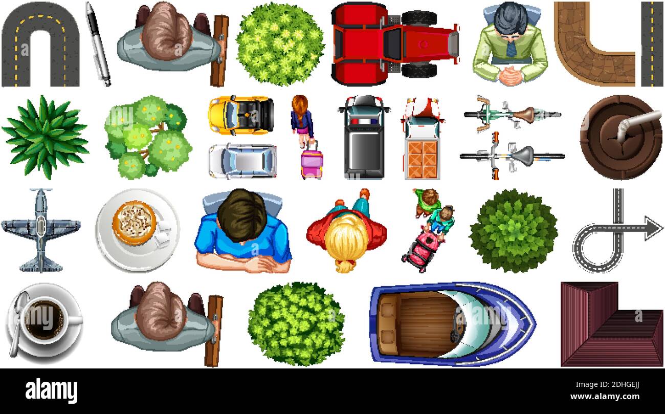 Set of aerial element house decorations isolated illustration Stock ...